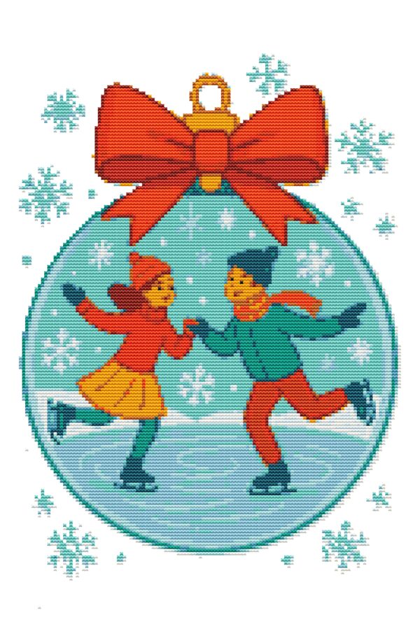 Christmas toy with skiers – Cross stitch pattern – Cross Stitch ...