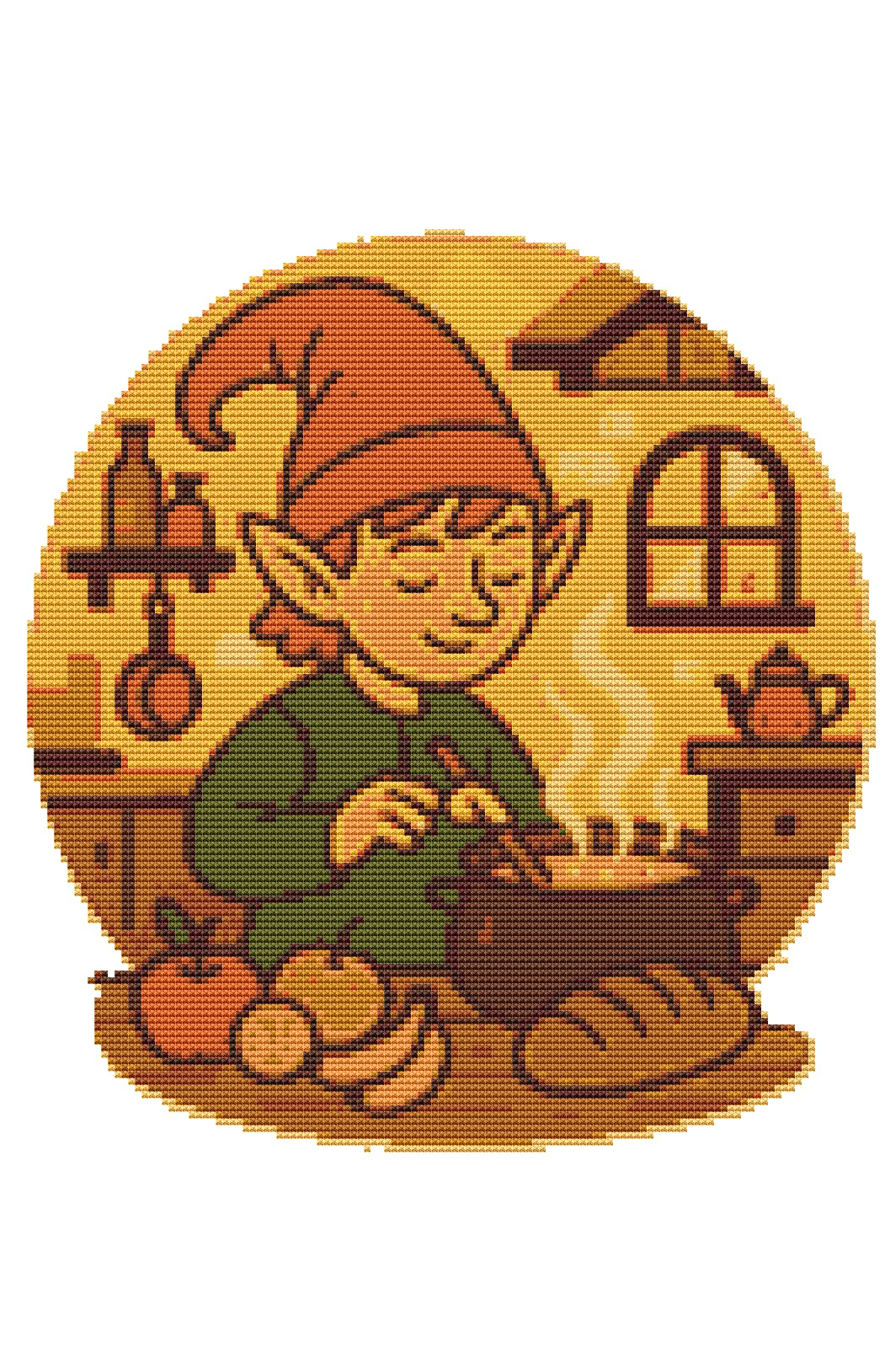 Elf is making soup – Cross stitch pattern – Cross Stitch Patterns PDF ...