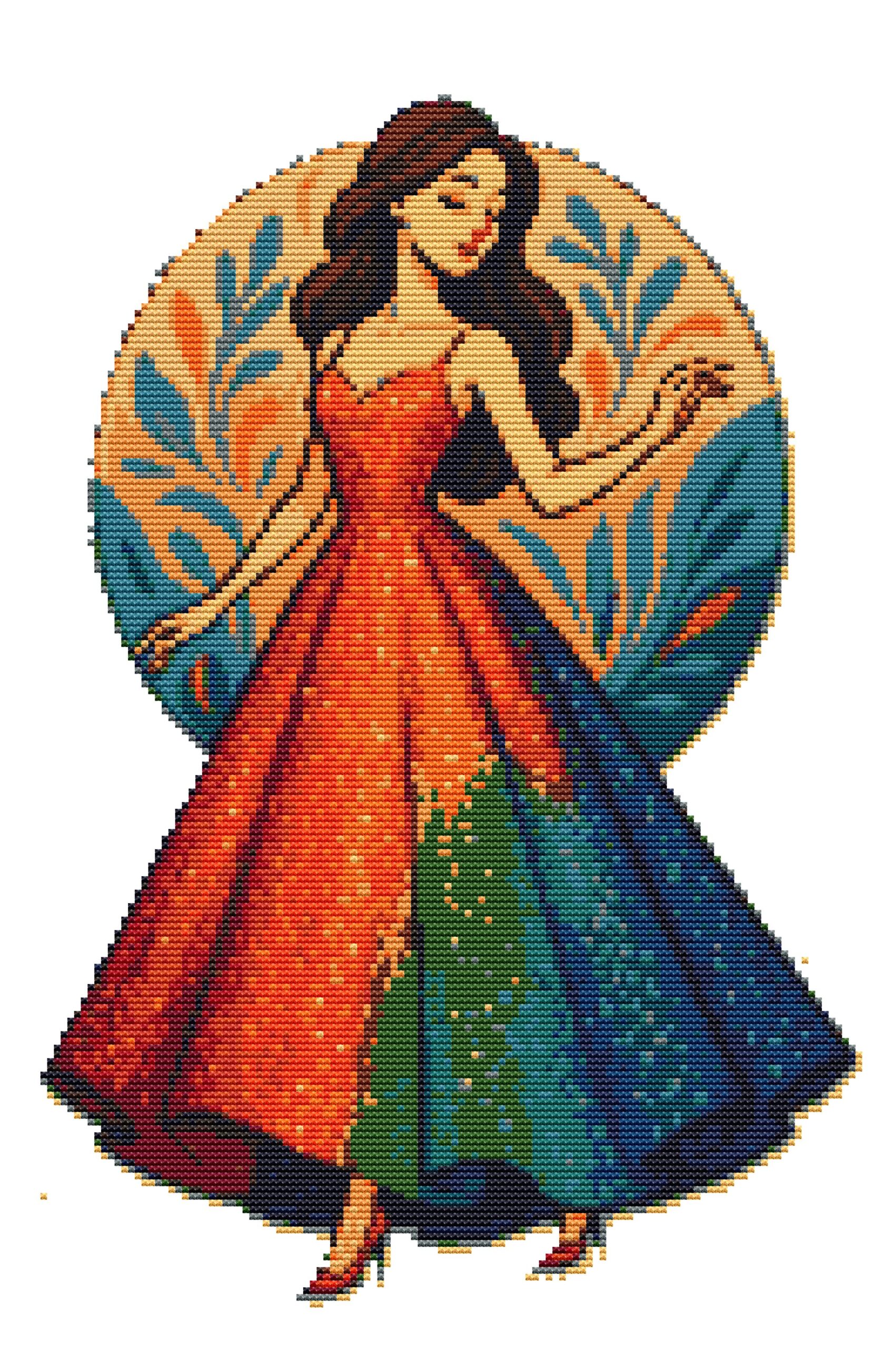 Girl in a beautiful dress – Cross stitch pattern – Cross Stitch ...