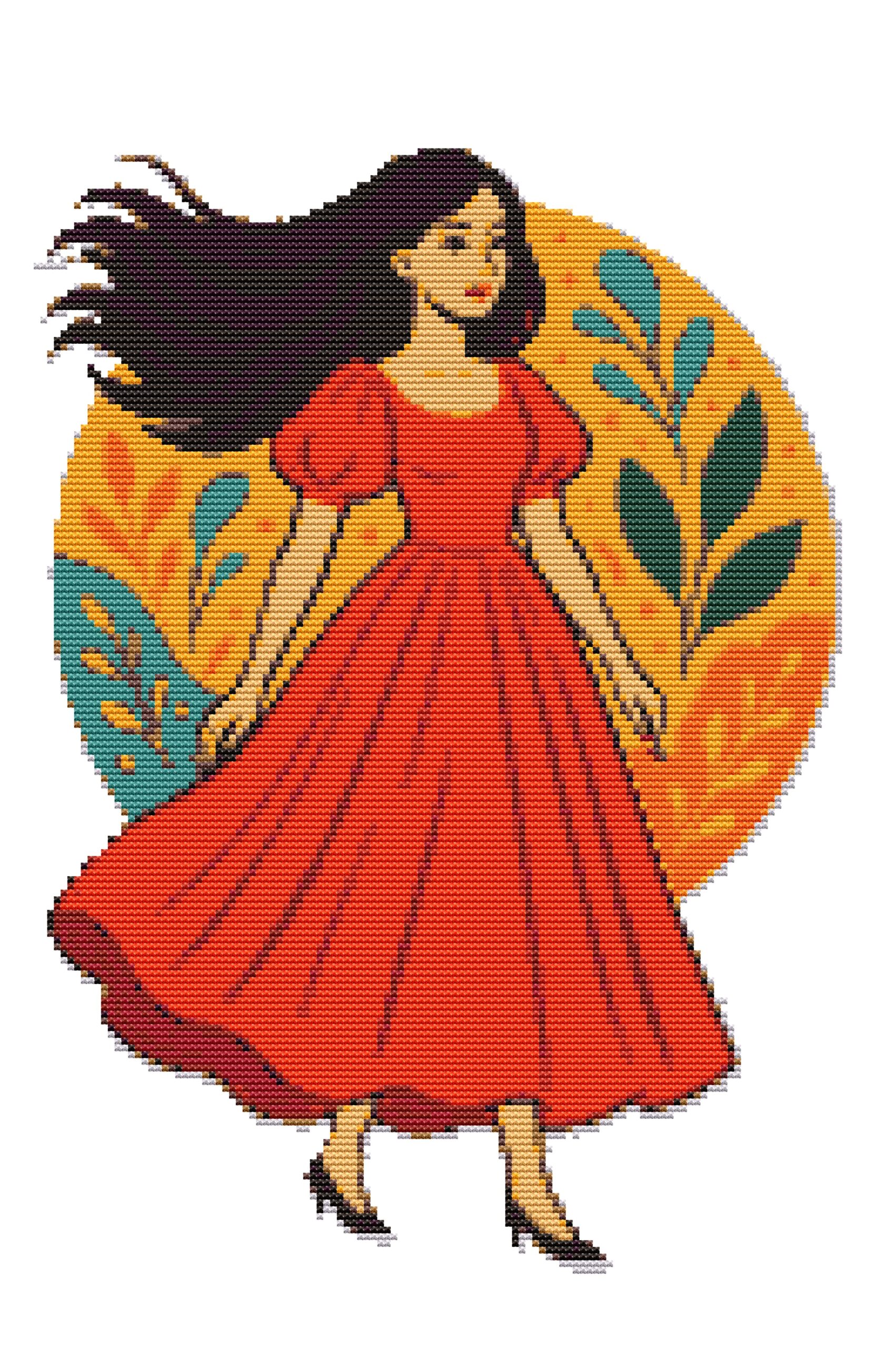 Girl in a red dress – Cross stitch pattern – Cross Stitch Patterns PDF ...