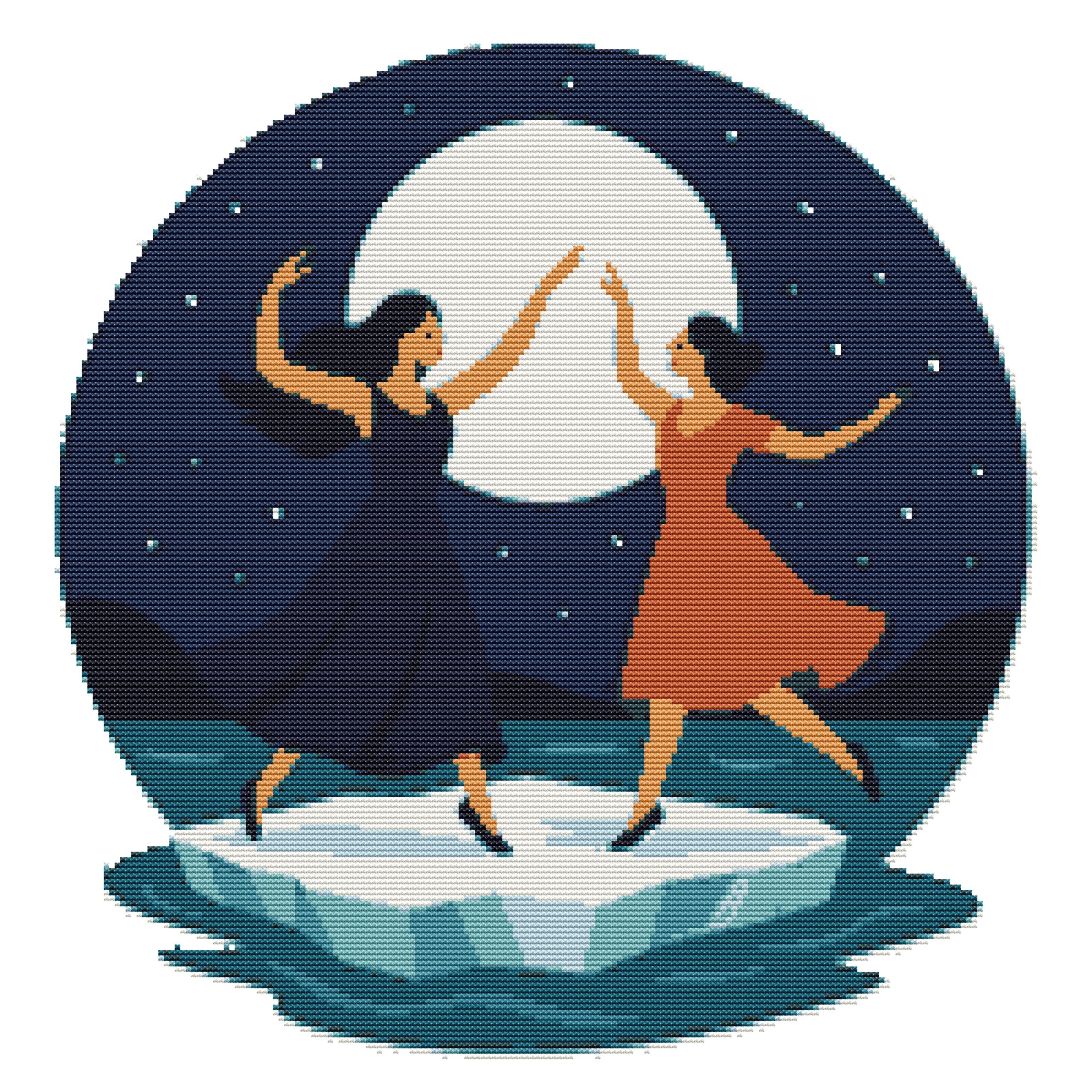 Girls dancing on an ice floe – Cross stitch pattern – Cross Stitch ...