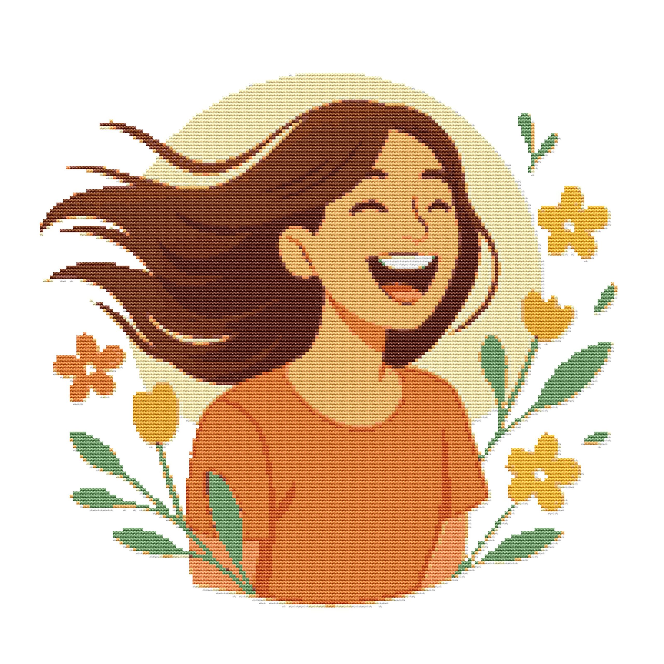 Happy smiling girl – Cross stitch pattern – Cross Stitch Patterns PDF ...