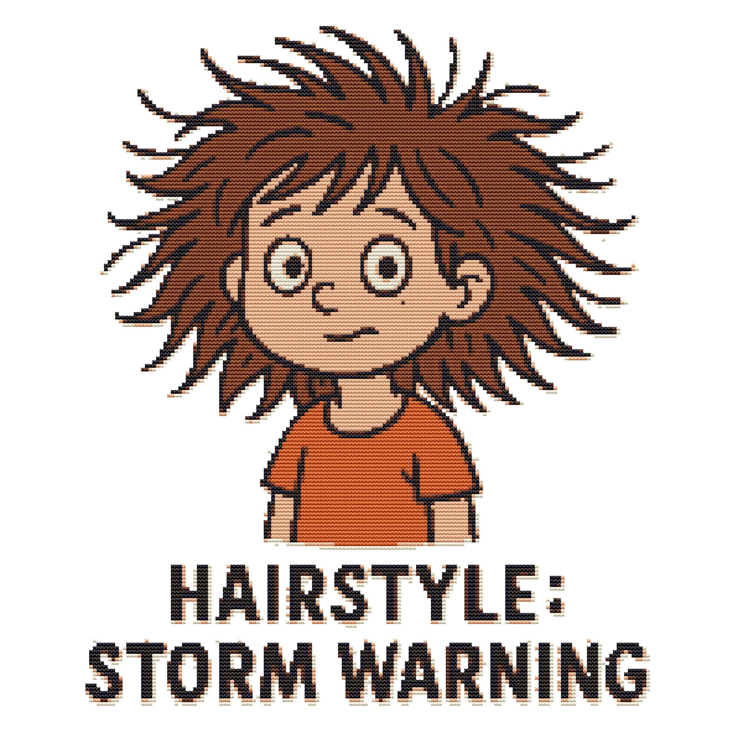 Hairstyle storm warning – Cross stitch pattern – Cross Stitch Patterns ...