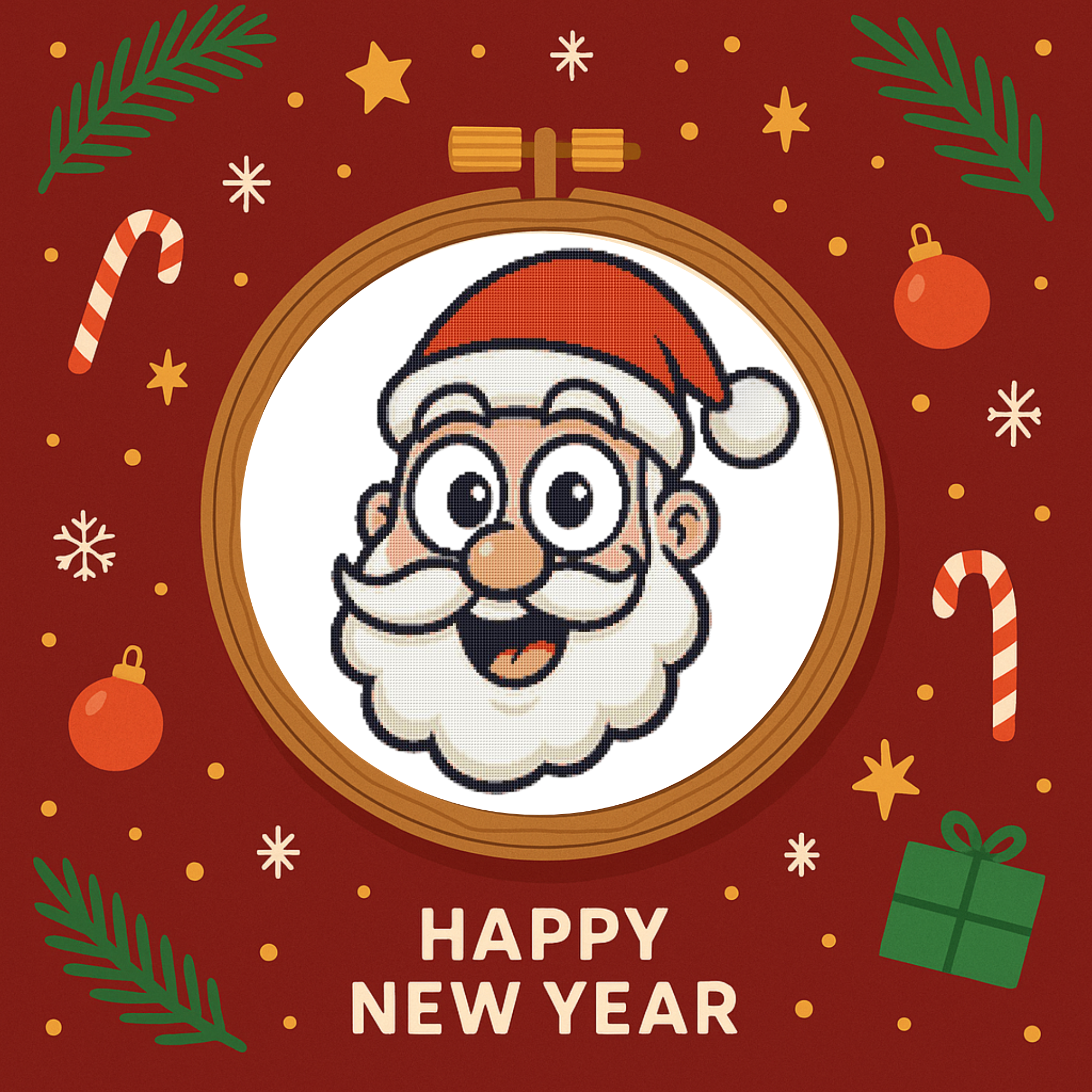 Happy Santa Claus in a Christmas hat – Cross stitch pattern PDF – Cross ...